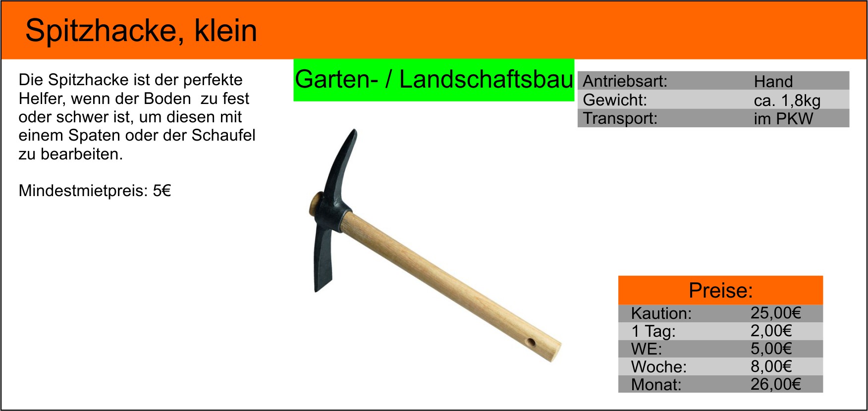 Spitzhacke mieten in Hemer